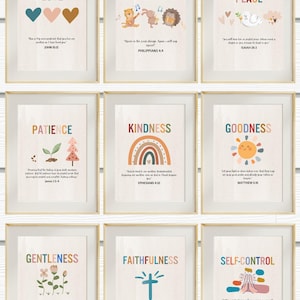 Set of 9 Kids Fruits of the Spirit Art - Etsy