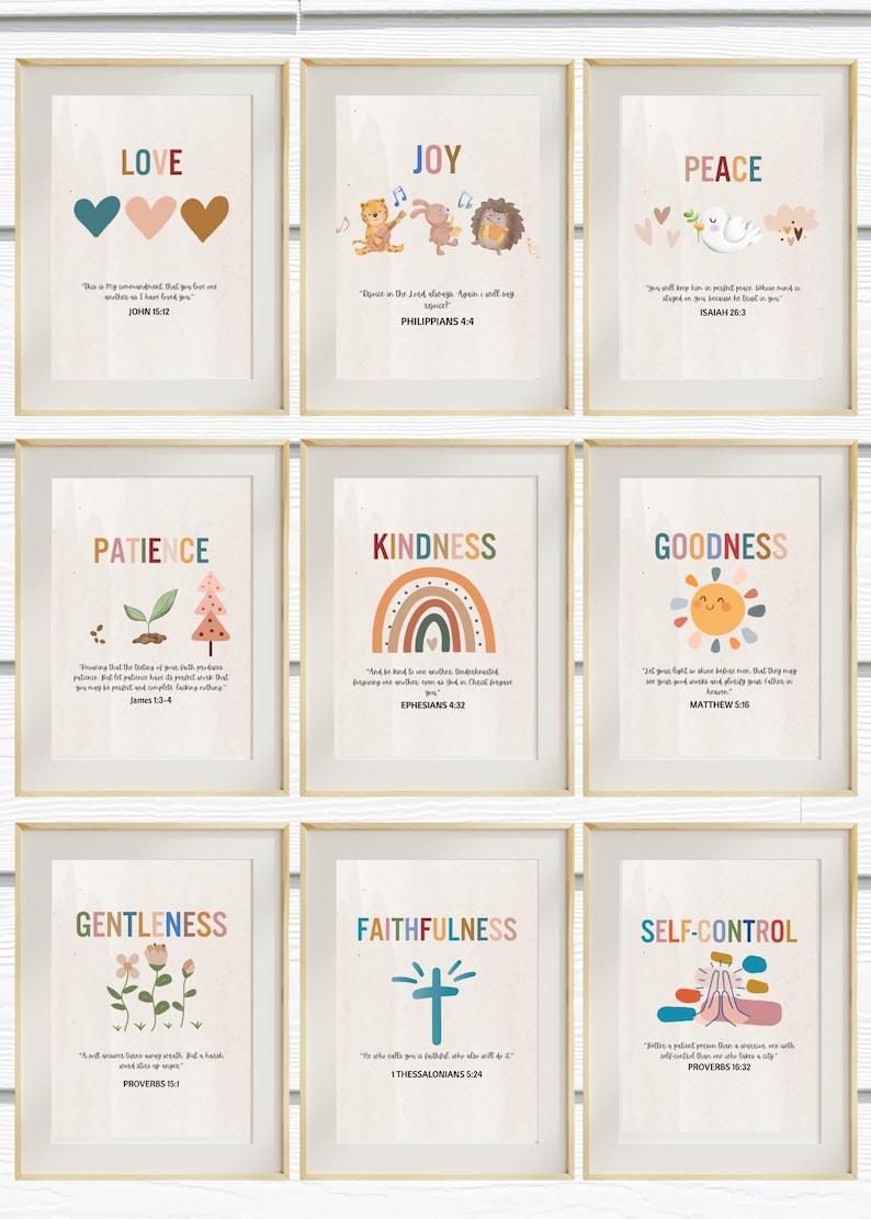 Set of 9 Kids Fruit of the Spirit Art - Etsy