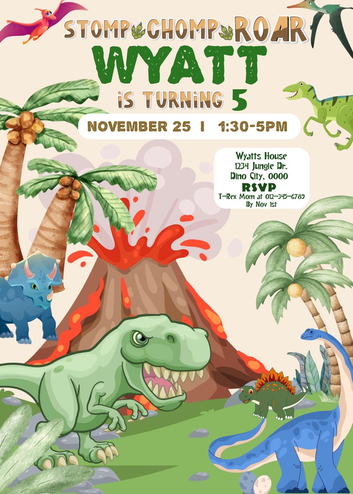 Editable Dinosaur Birthday Invitation Template: Dino Party (digital ...