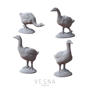 Geese (4) / Farmyard Birds / Flock of Waterfowl, Vesna Sculpts, 28mm ...