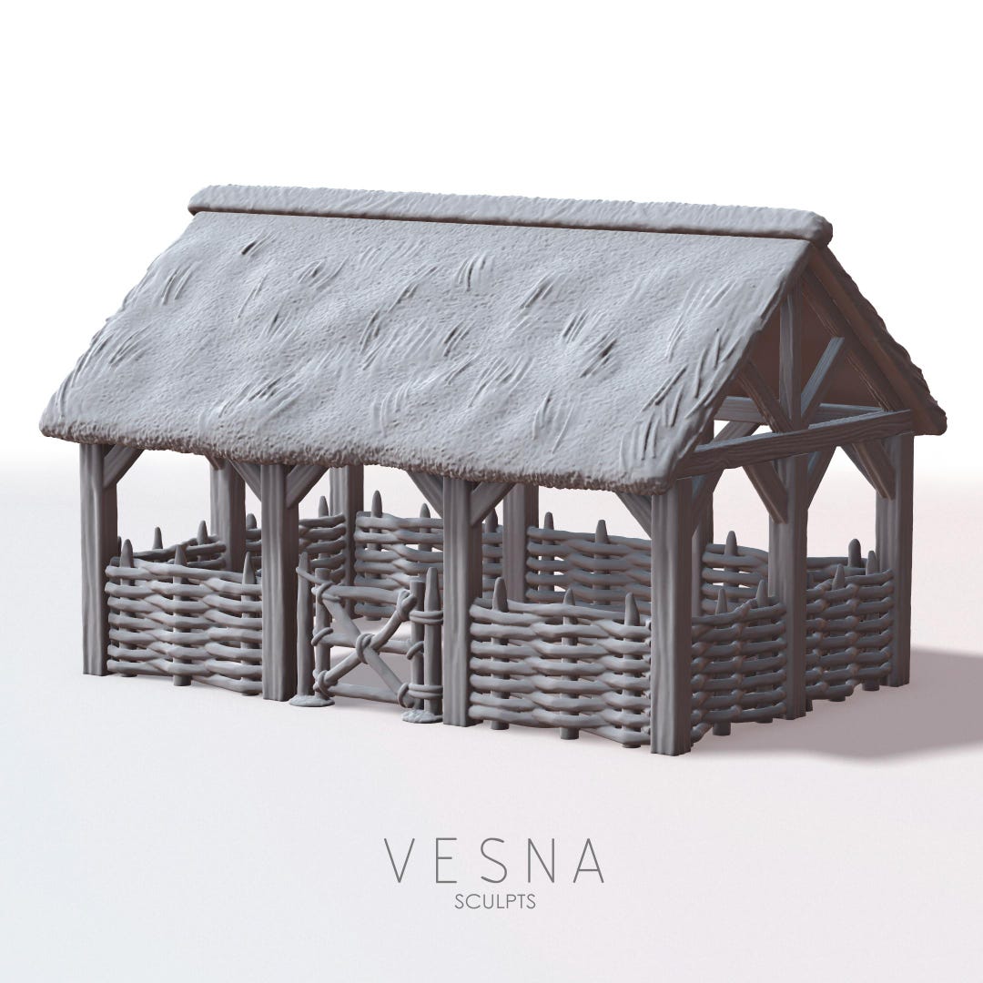 Medieval Barn Animal Pen, Vesna, 28mm & 32mm Scale TTRPG Miniatures - Etsy