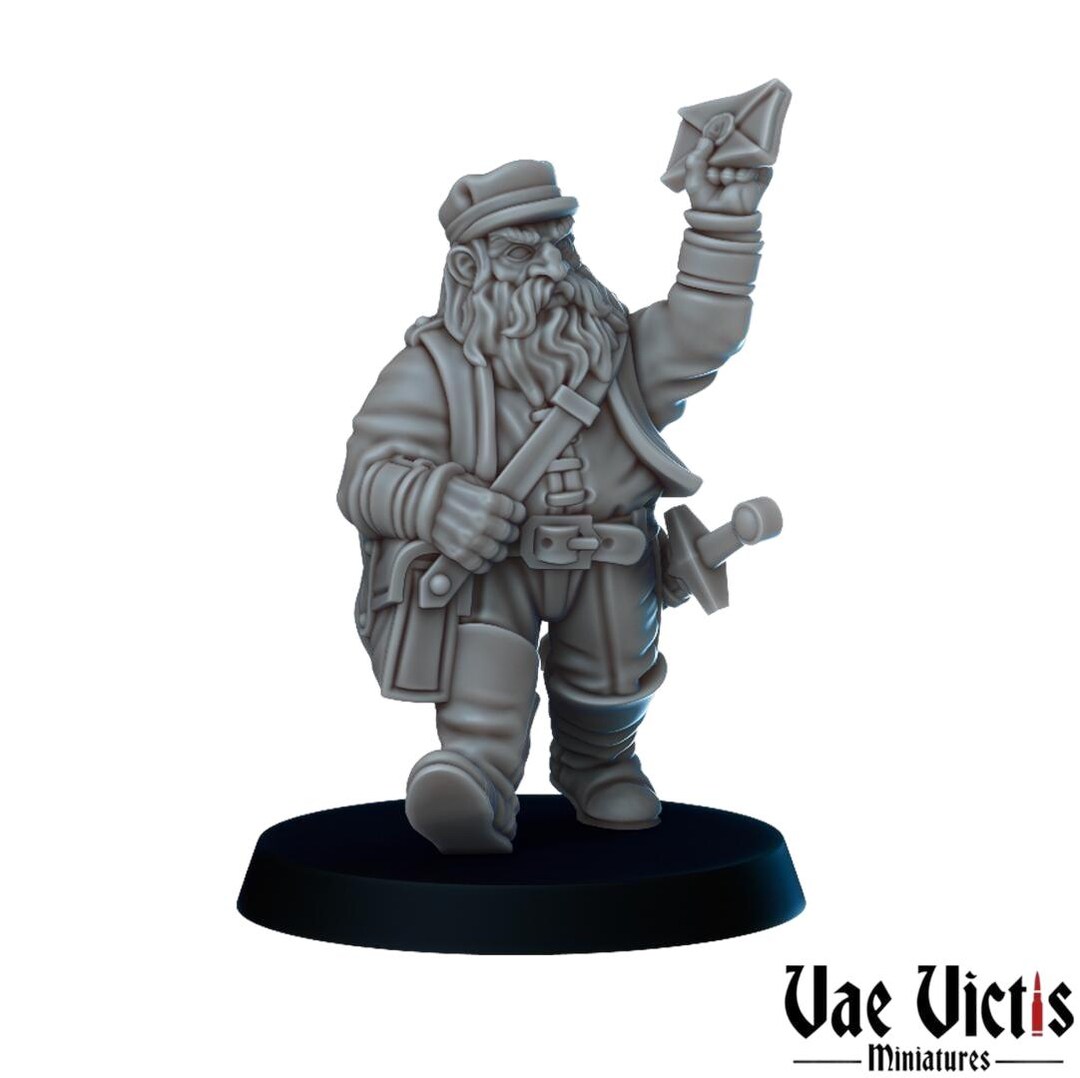 Dwarf Postman / Dwarven Courier / Town Letter Carrier, Vae Victis, 28mm ...