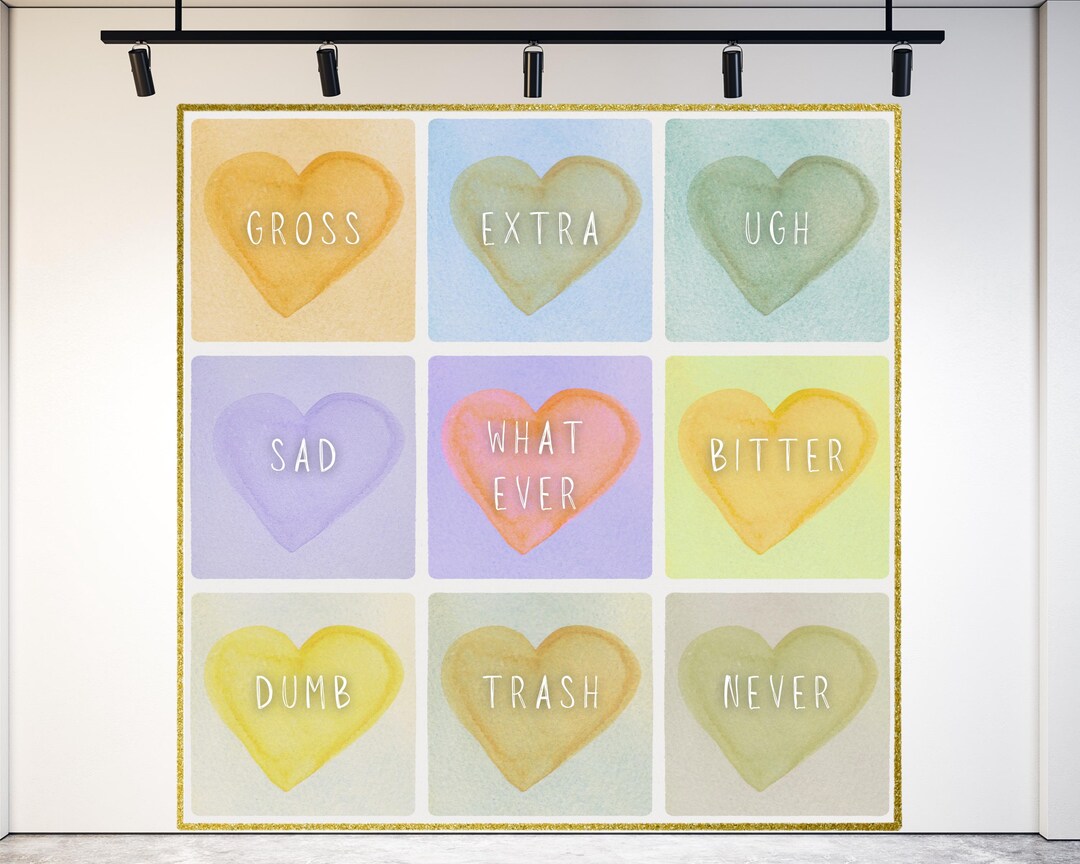 Sassy Conversation Hearts Printable Wall Art, Watercolor Conversation ...