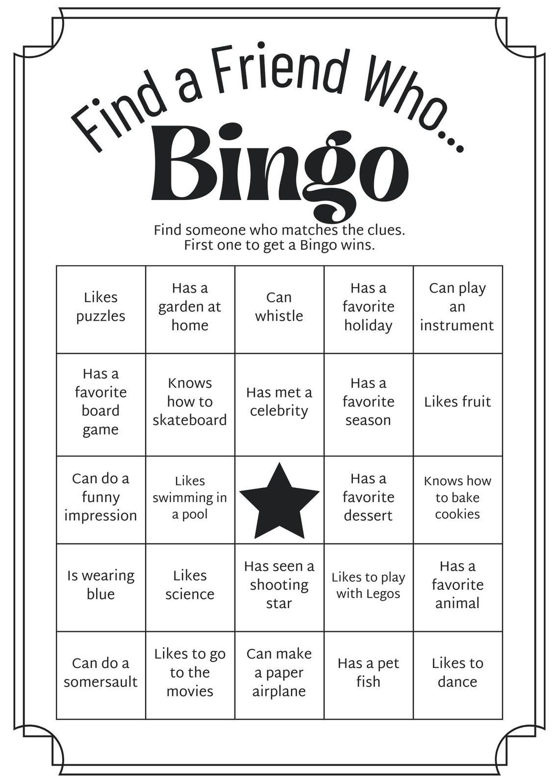 Find a Friend Who... Icebreaker Bingo Game – 10 Unique Printable Cards ...