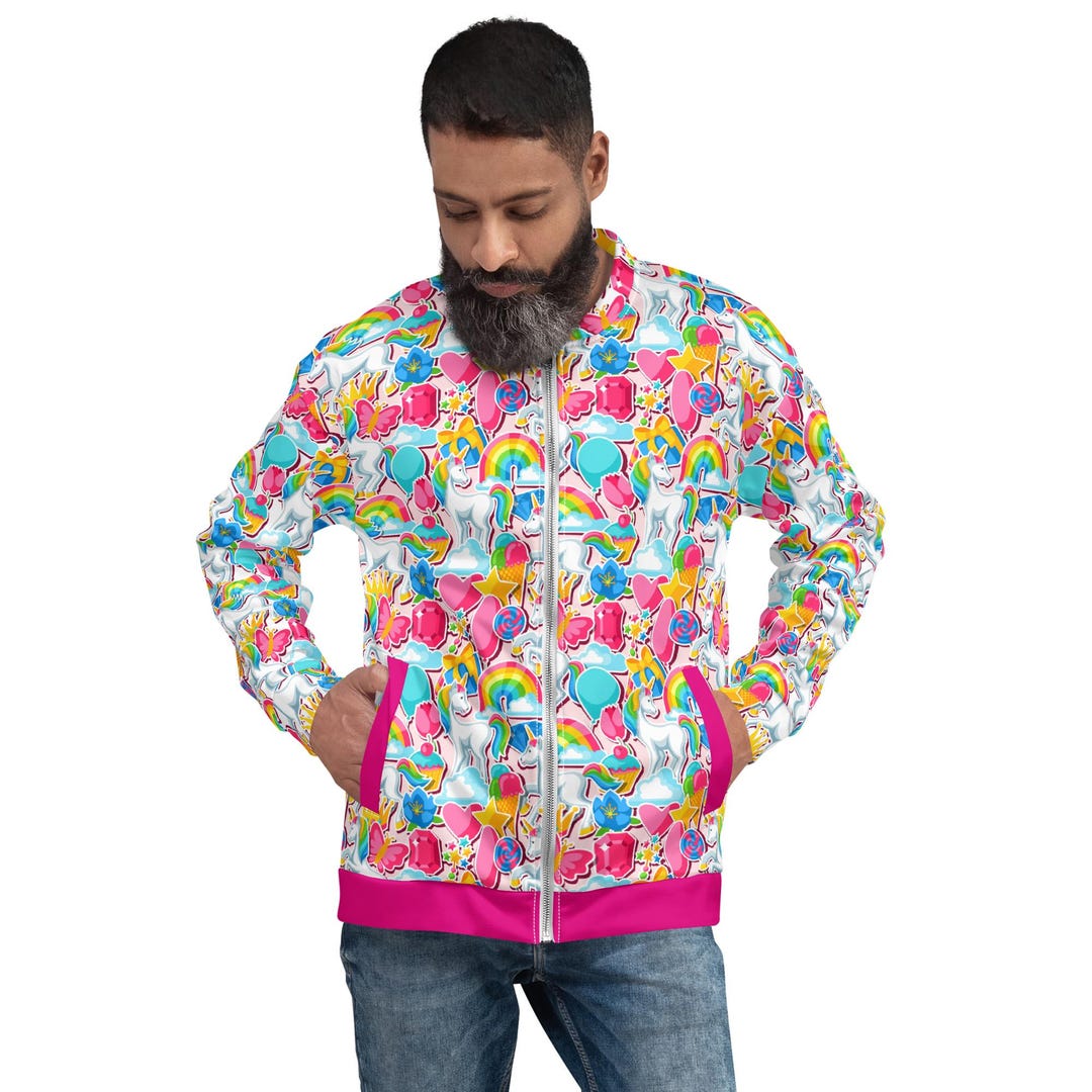 Rainbow Unicorn Bomber Jacket, Cute Aesthetic Streetwear Jacket ...