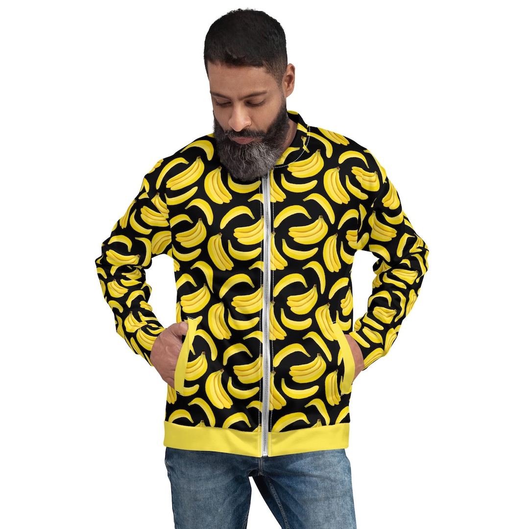 Bananas Fruit Bomber Jacket, Stylish Fashion Streetwear Jacket, AOP Zip ...