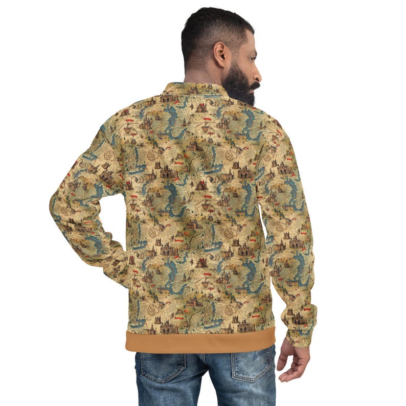 Old World Fantasy Map Bomber Jacket, Traveler Jacket, Map of World ...