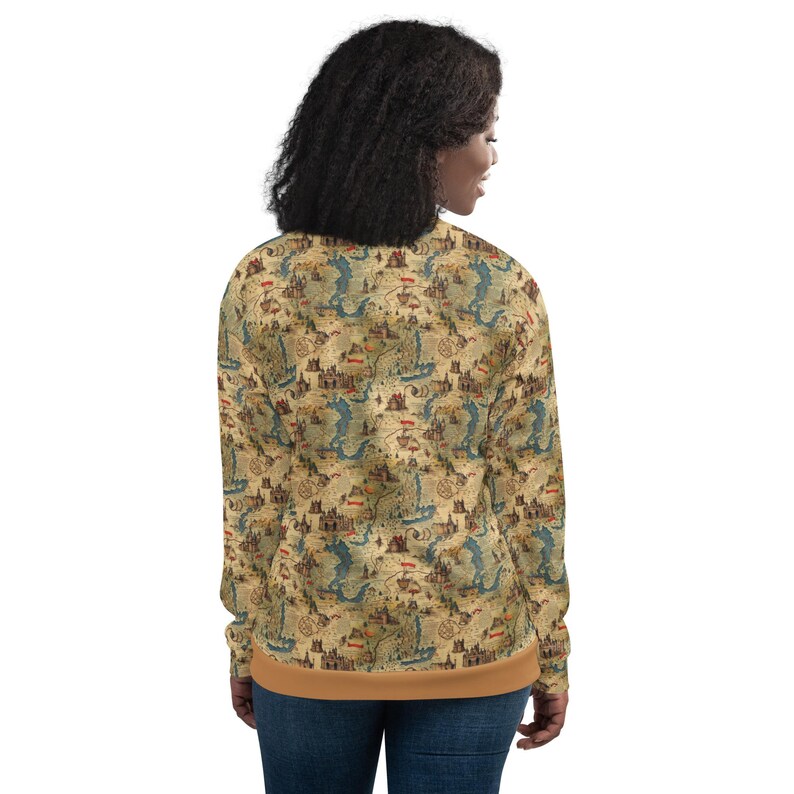 Old World Fantasy Map Bomber Jacket, Traveler Jacket, Map of World ...