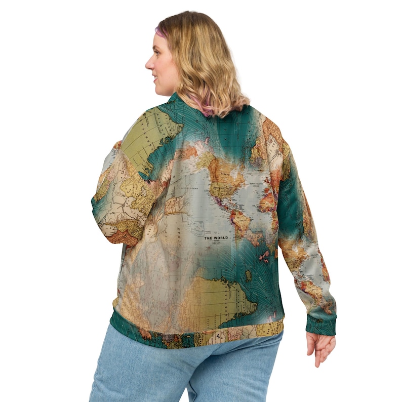 World Map Bomber Jacket, Traveler Jacket, Map of World, Geography Globe ...