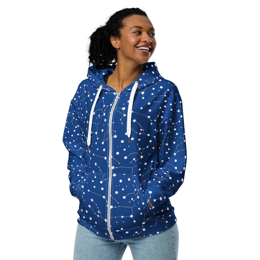 Universe Stars Constellations Zipper Hoodie, Outer Space Astronomy AOP ...