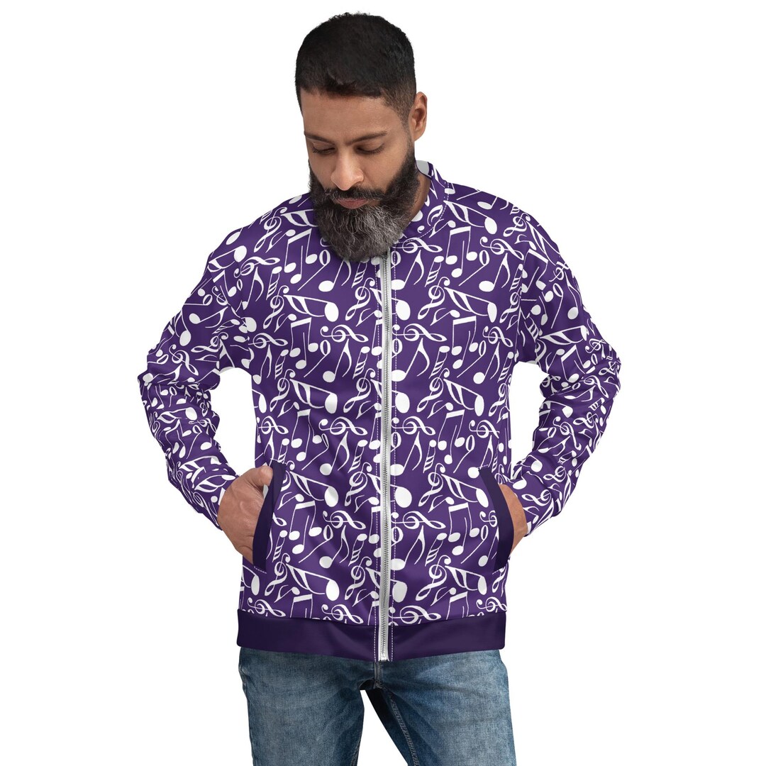 Music Notes Bomber Jacket, Music Lover Gift, Fashion Concert Jacket ...