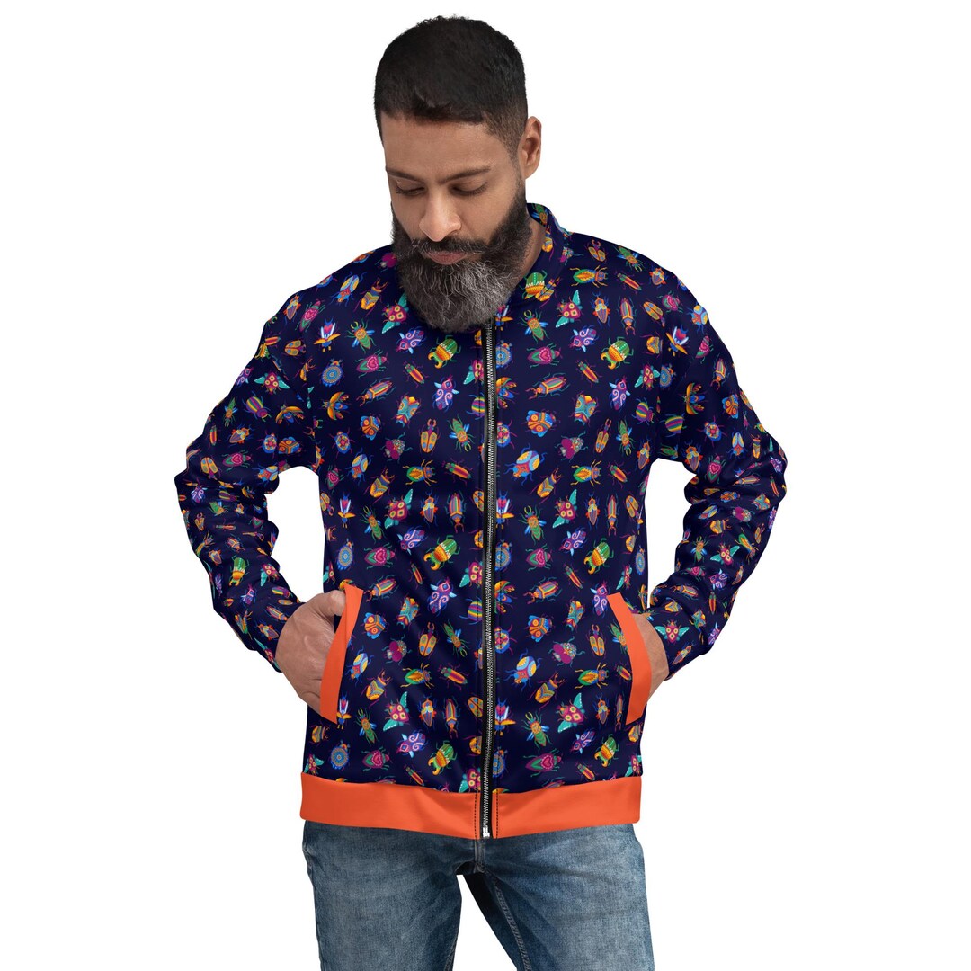 Rainbow Beetles Insect Bomber Jacket, Stylish Fashion Streetwear Zip-up ...
