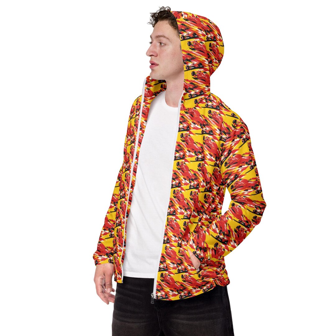 Car Racer Windbreaker Jacket, Stylish Comfy Zip up Mens Windbreaker ...