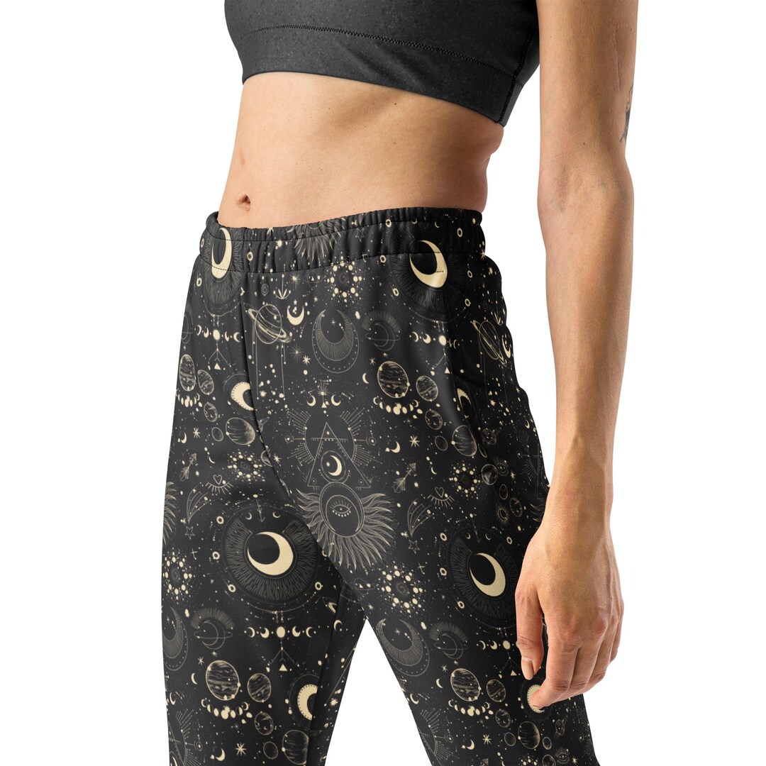 Universe Moon Stars Print Joggers Pants With Pockets, Outer Space ...