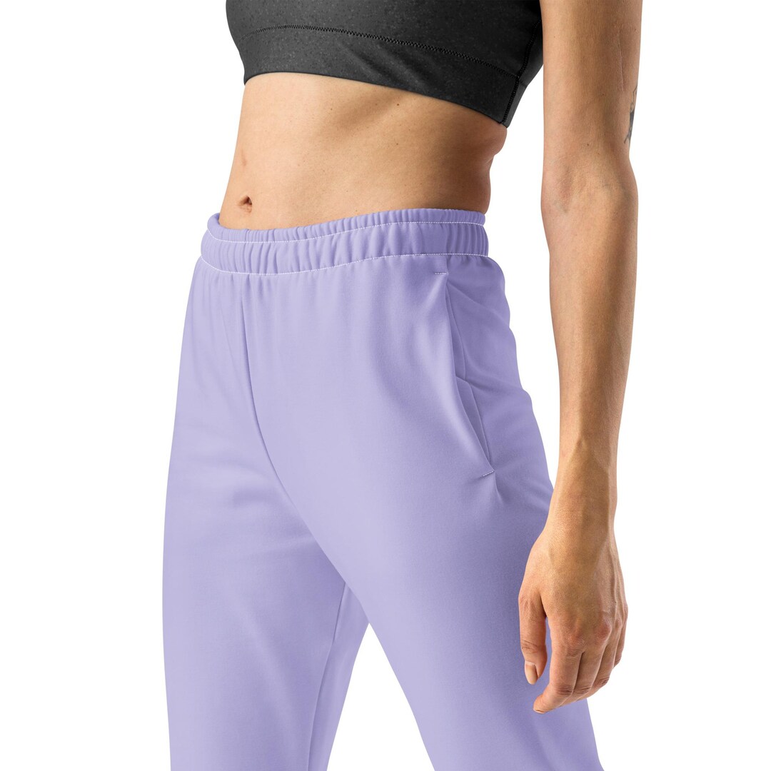 Solid Light Pastel Purple Jogger Sweatpants Women, Casual Streetwear ...