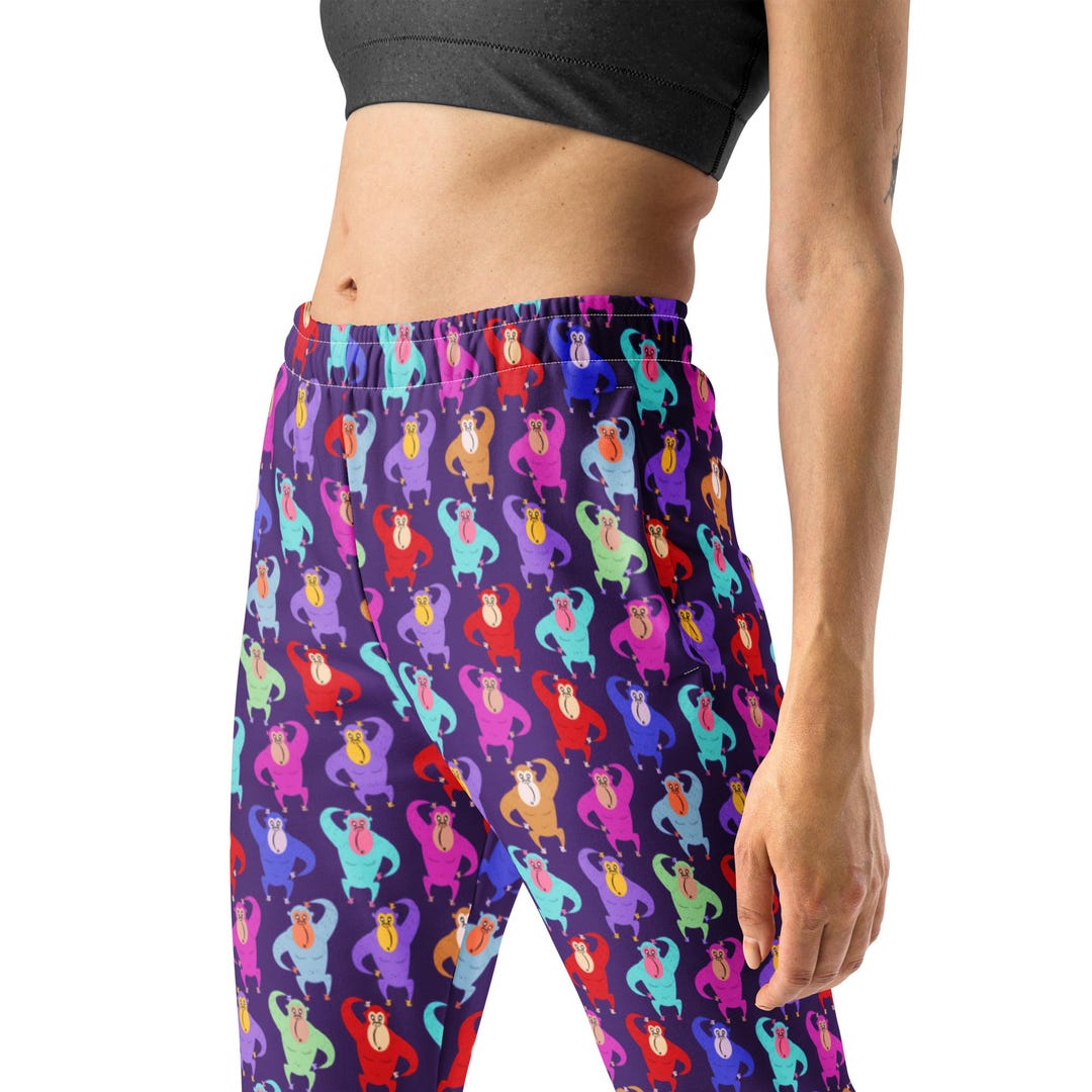 Gorillas Apes Printed Slim Fit Joggers Pants, Streetwear Loungewear ...