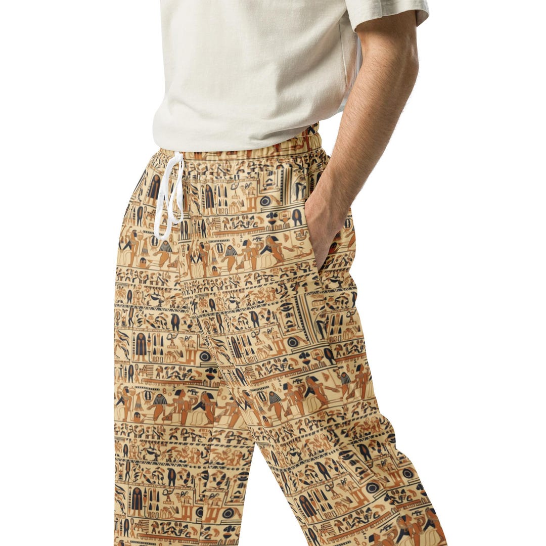 Egypt Hieroglyphics Print Joggers Pants, Egyptian Sweatpants, AOP ...