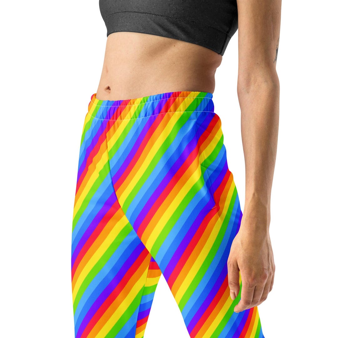 LGBTQ Rainbow Striped Slim Fit Women's Joggers Pants, Gay Pride ...