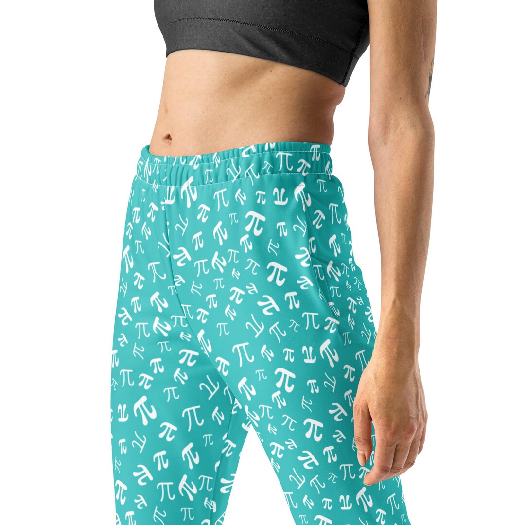 Teal Pi Symbols Joggers Sweatpants for Women, Pi Equations Printed Yoga ...