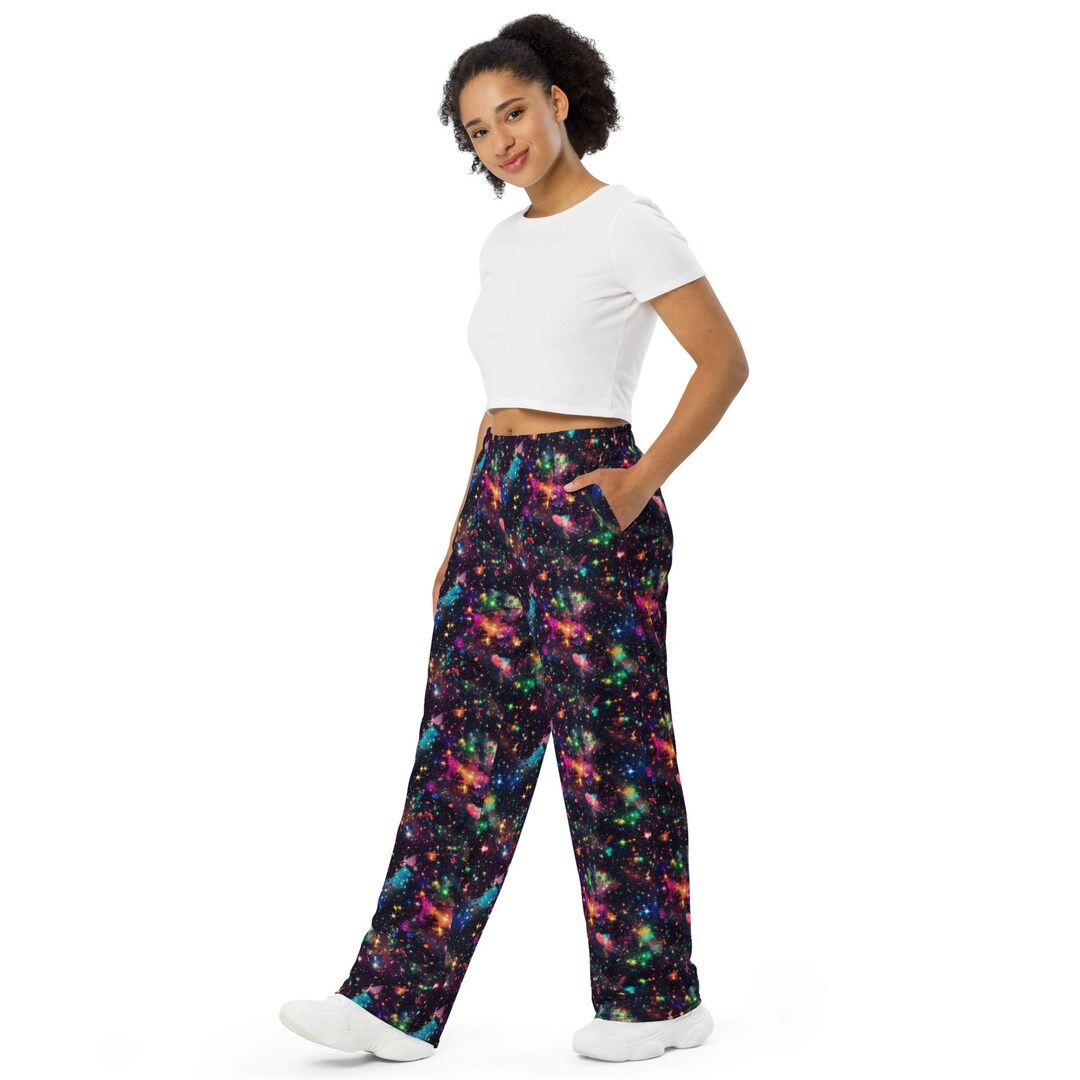 Rainbow Galaxy PJ Pants, Celestial Sky Lounge Pajama Pants, Stars Moon ...