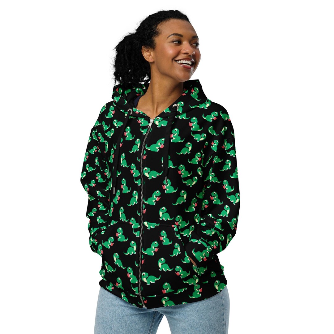 T-rex Dinosaur Animal Print Zipper Hoodie, T-rex Dino Lovers Gift ...