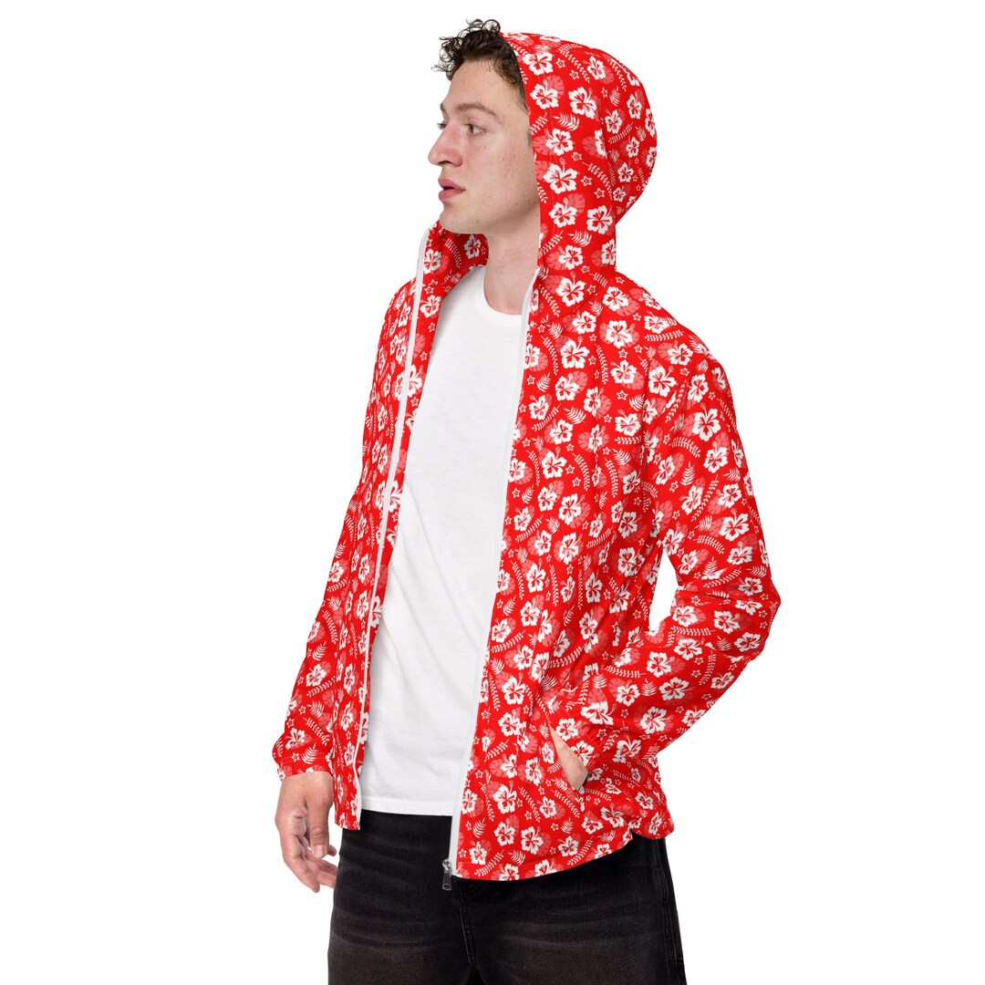 Hawaiian Flowers Men's Windbreaker Jacket, Aesthetic Floral Print ...