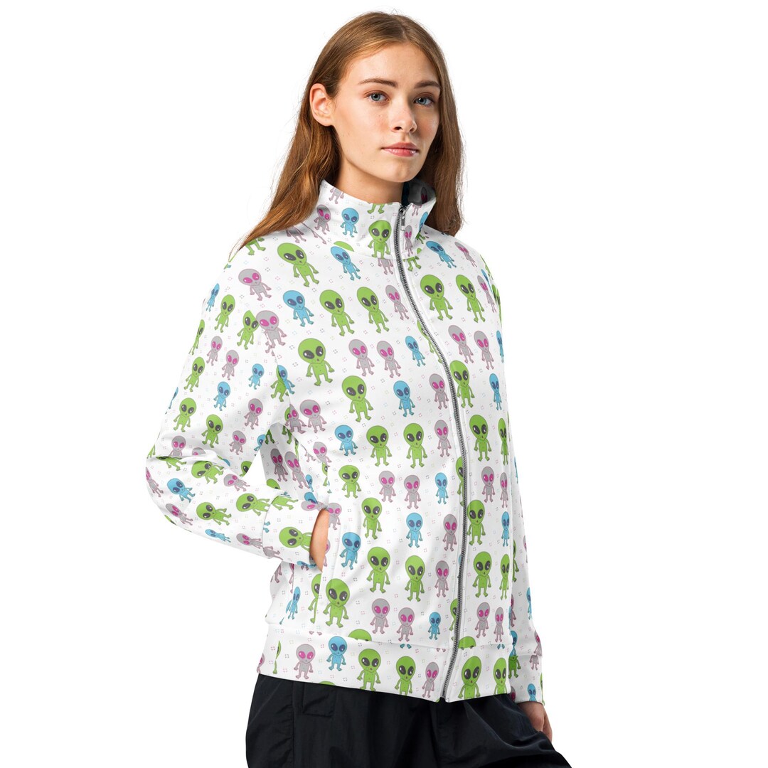 Aliens Sci-fi Printed Track Jacket, UFO Galaxy All Over Print Classic ...