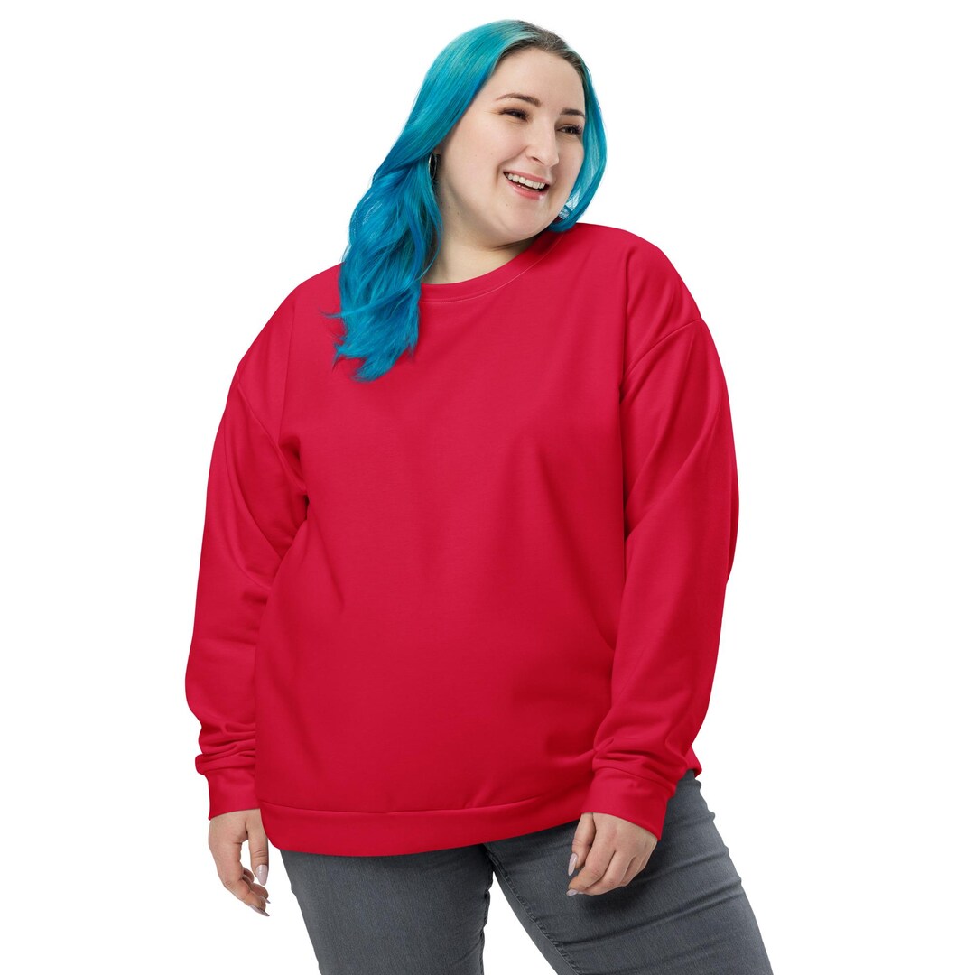 Solid Crimson Red Sweatshirt, Fall Winter Crewneck Sweatshirt, Trendy ...