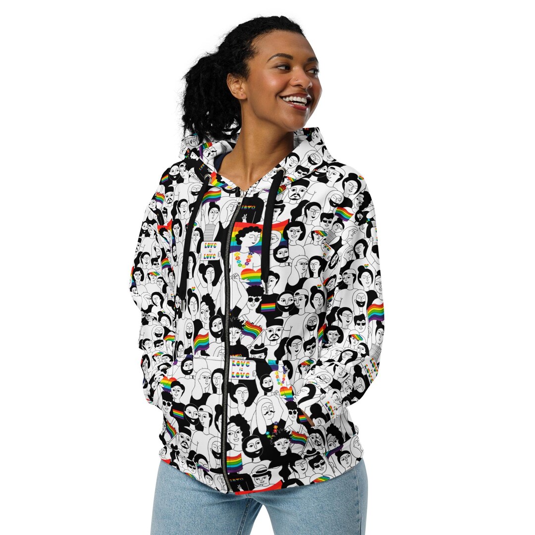 LGBTQ Gay Pride Parade Zipper Hoodie, Gay Lesbian Pride Zip-up Hoodie ...