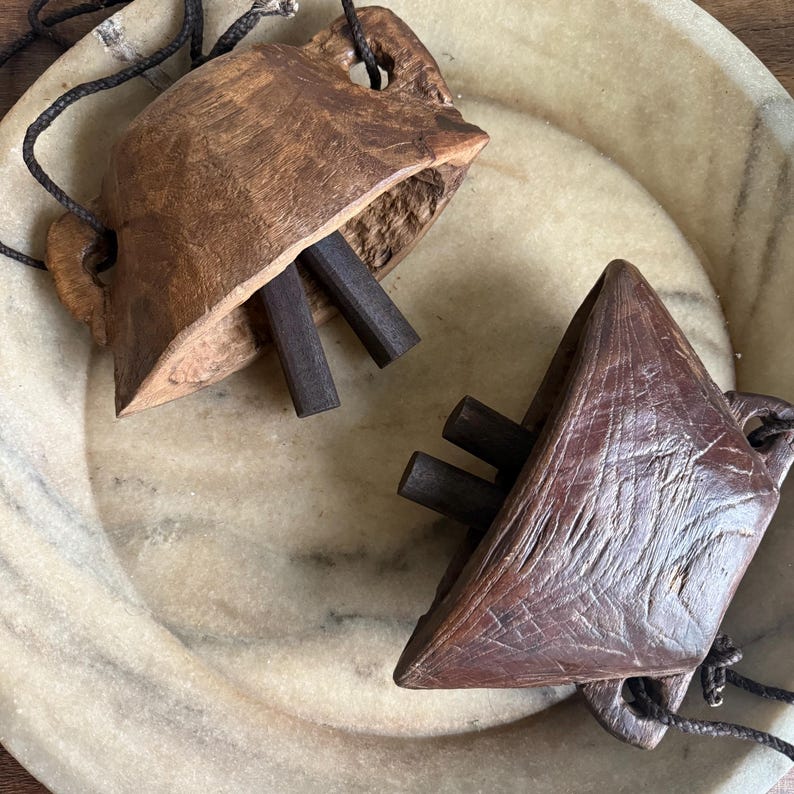 Vintage Hand Carved Wooden Cowbell - Etsy