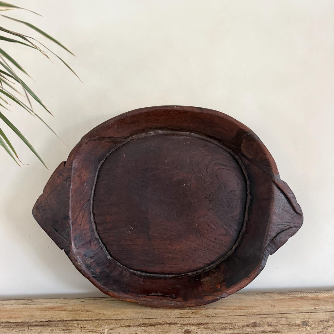 Vintage Teak Wood Dough Bowl | Rustic Parat Tray 26" - Etsy