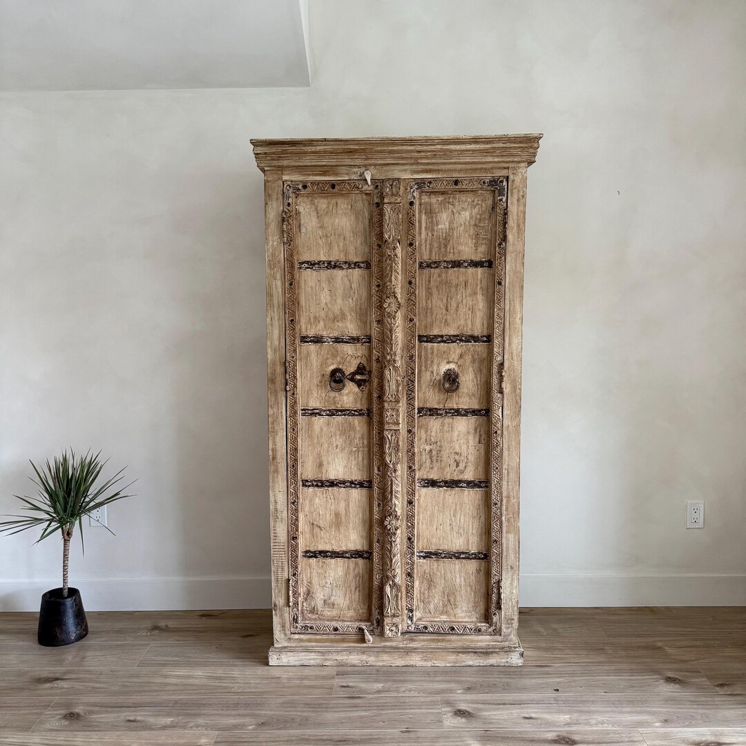 Antique Door Cupboard | Heavy Vintage Teak Wood Cabinet - Etsy