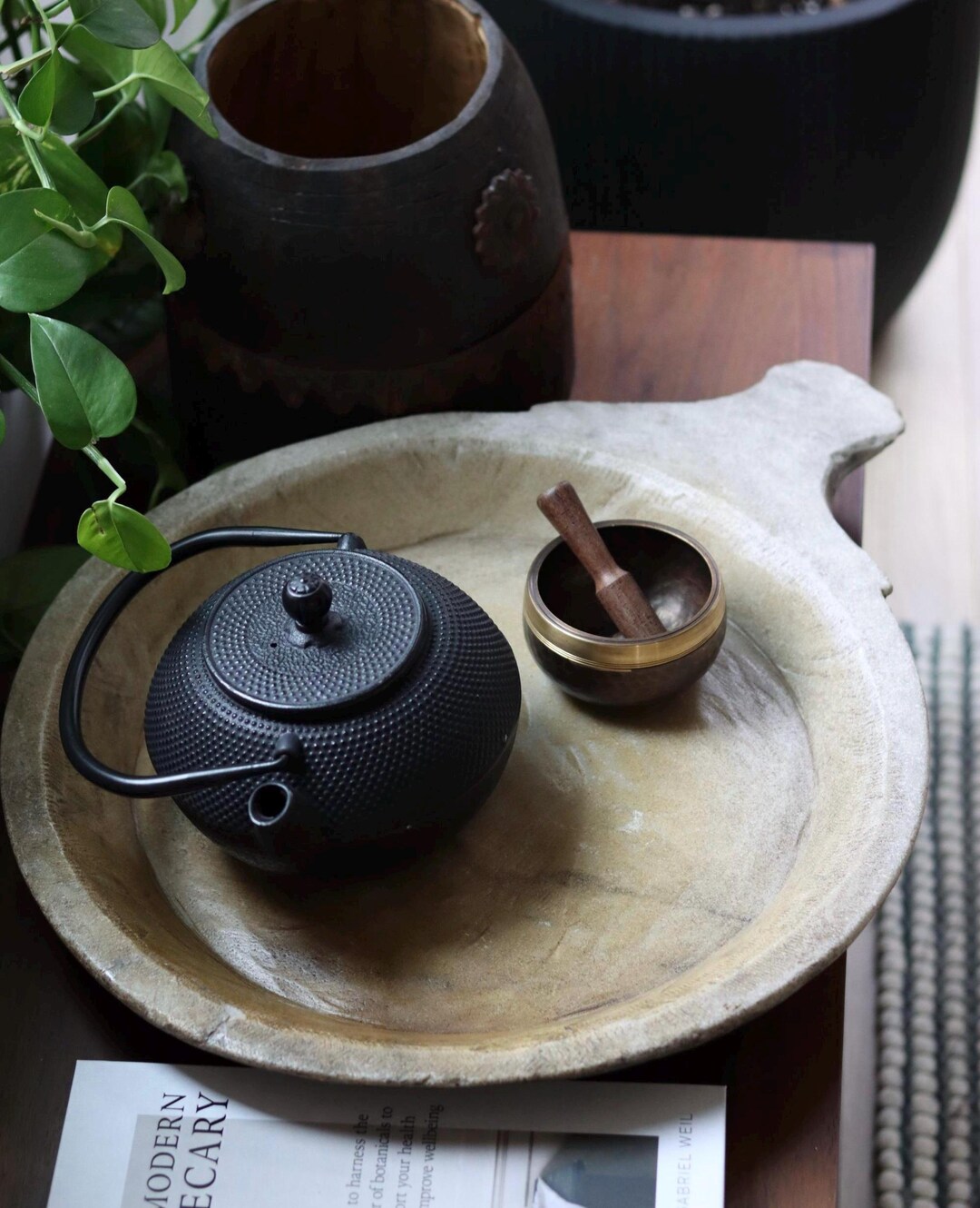 Extra Large Vintage Marble Parat Tray With Handle, Rustic Large ...