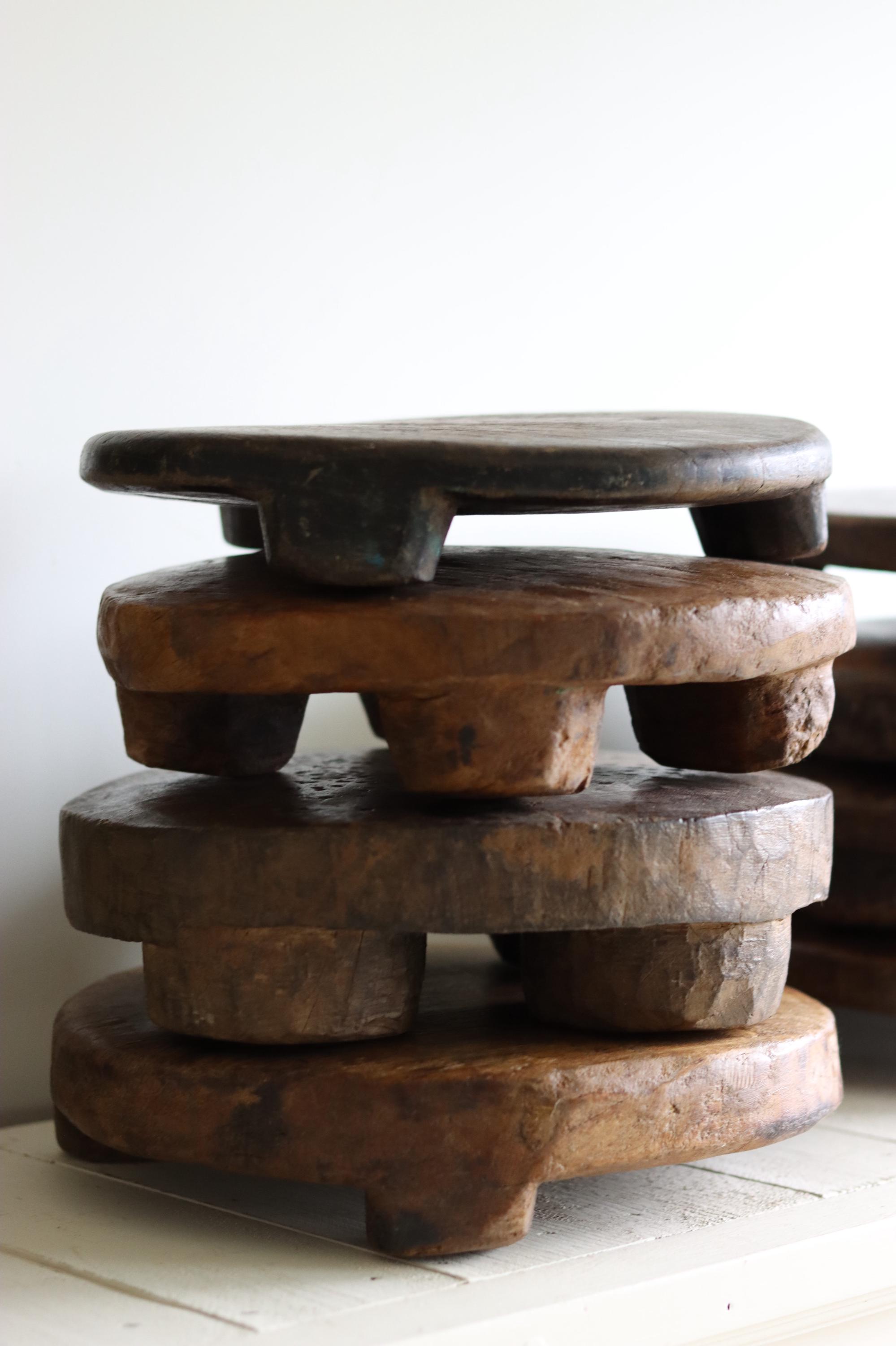 Rustic Circular Vintage Chapati Wooden Riser Trivet, Farmhouse Decor ...