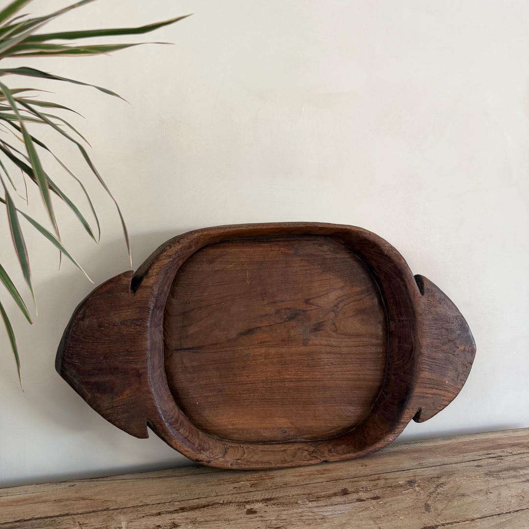 Vintage Teak Wood Dough Bowl | Rustic Parat Tray 28.5" - Etsy