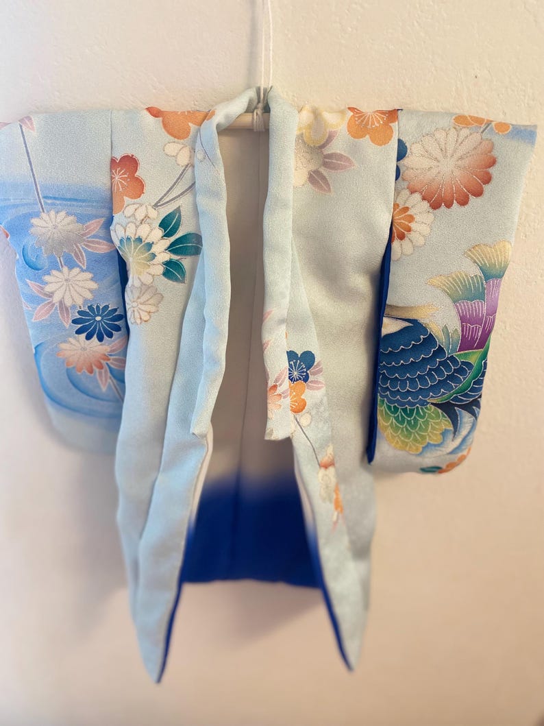 Miniature Kimono With Hanger, Light Blue & Green Mandarin Duck Design ...