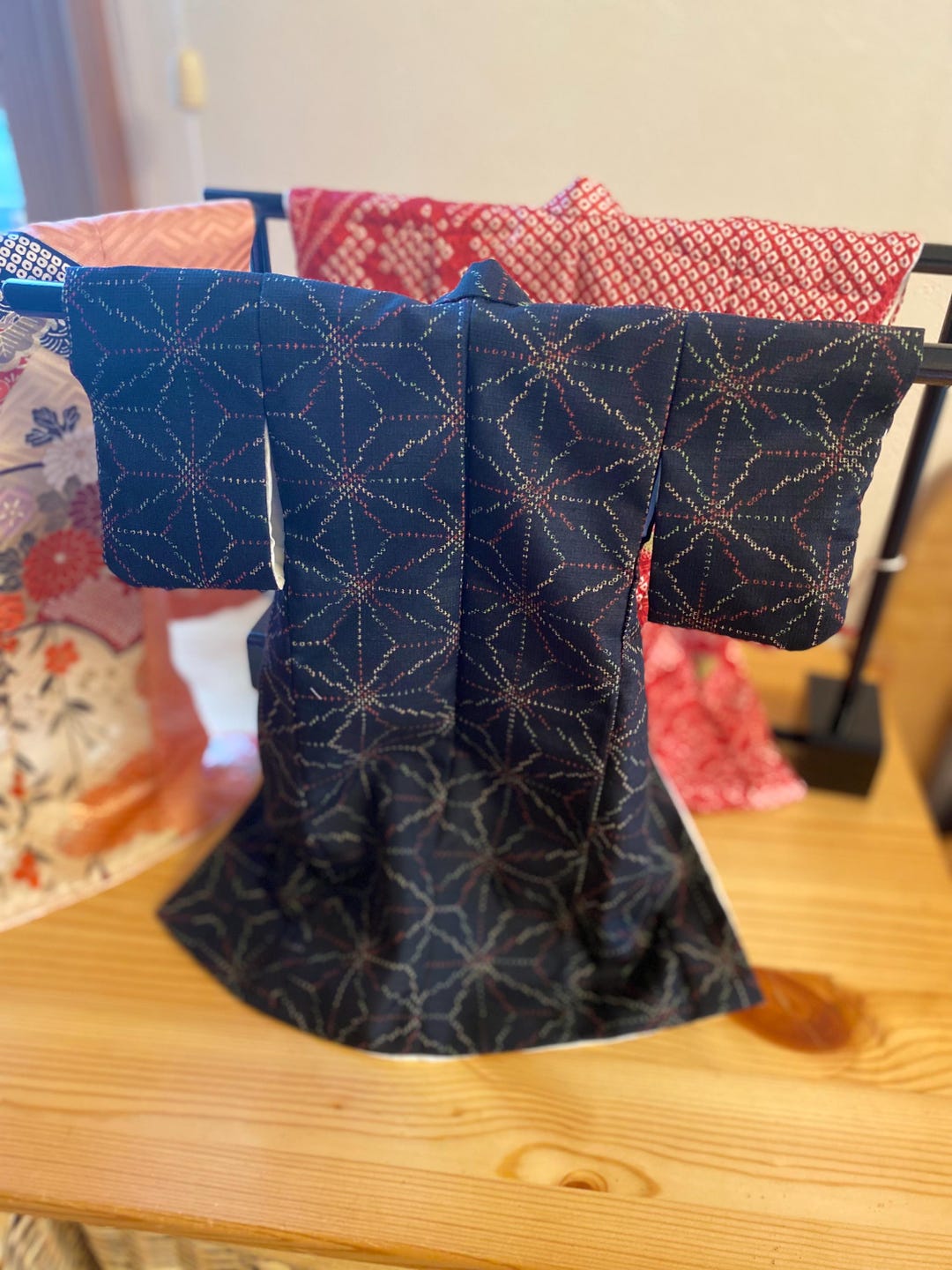 Miniature Kimono With Hanger. Black Color. Japanese Traditional Pattern ...