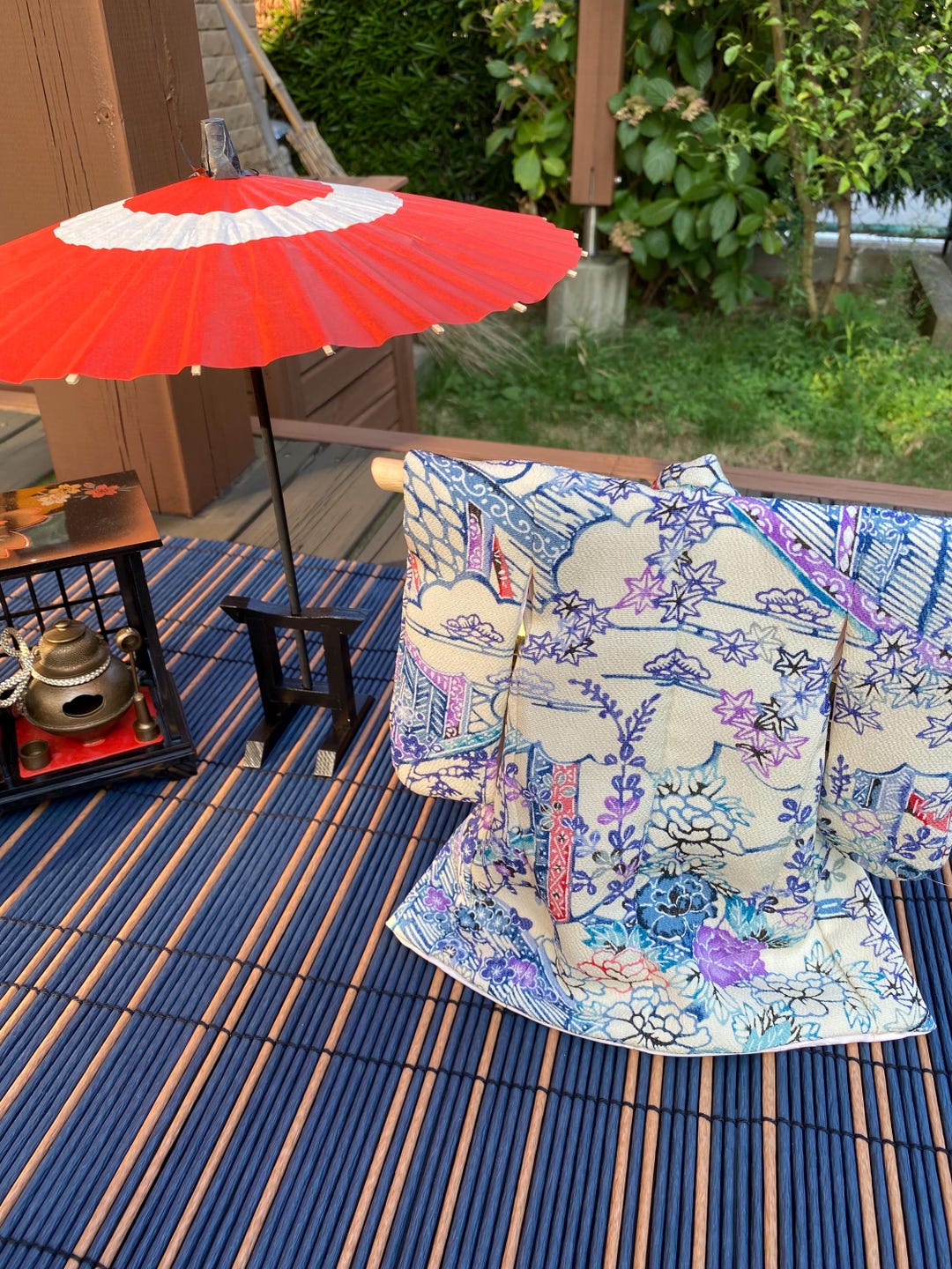 Miniature Kimono With Hanger, Ivory Floral Print, Repurposed Silk - Etsy