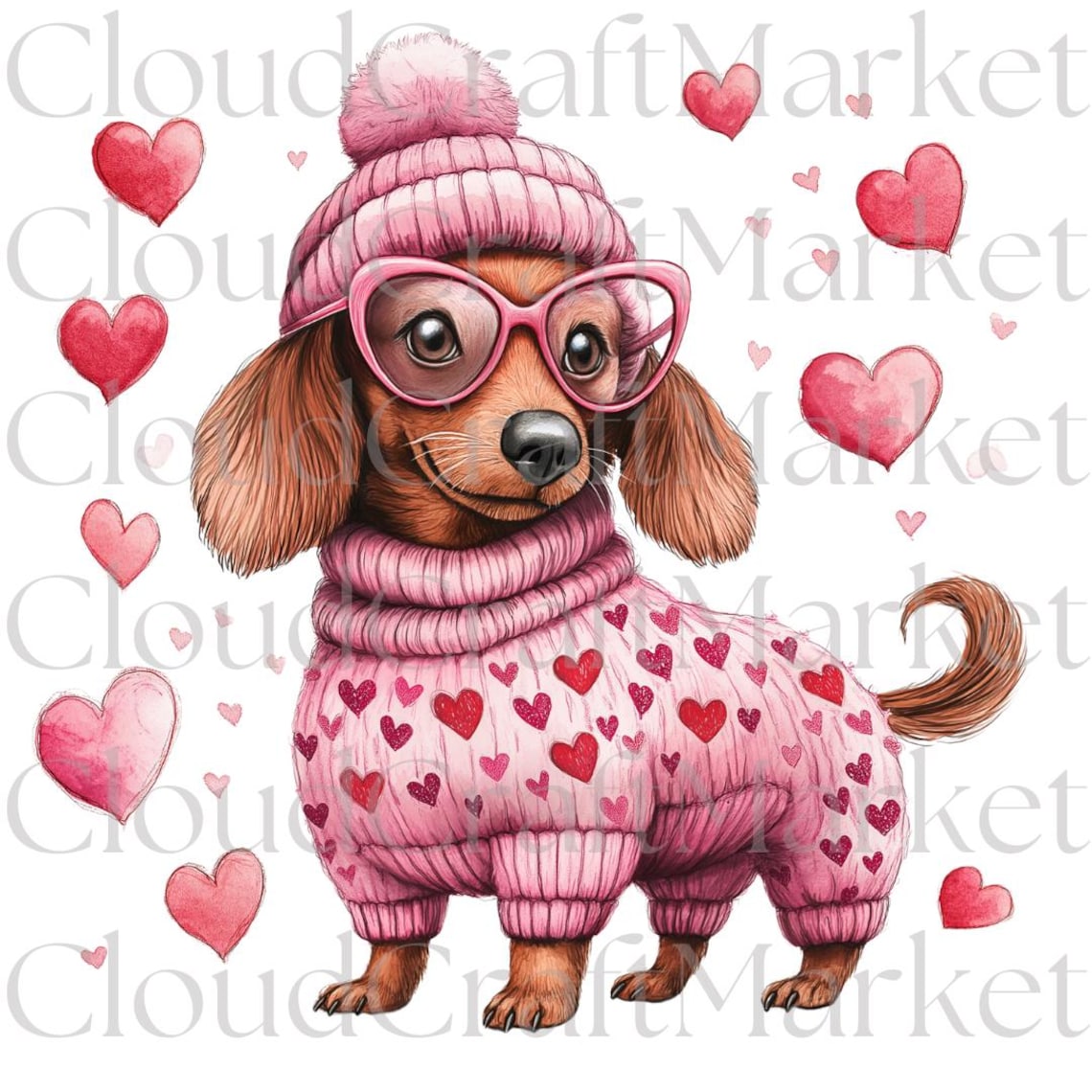 Valentine Dachshund Dog PNG, Sausage Dog Valentine Clipart, Cute Weiner ...