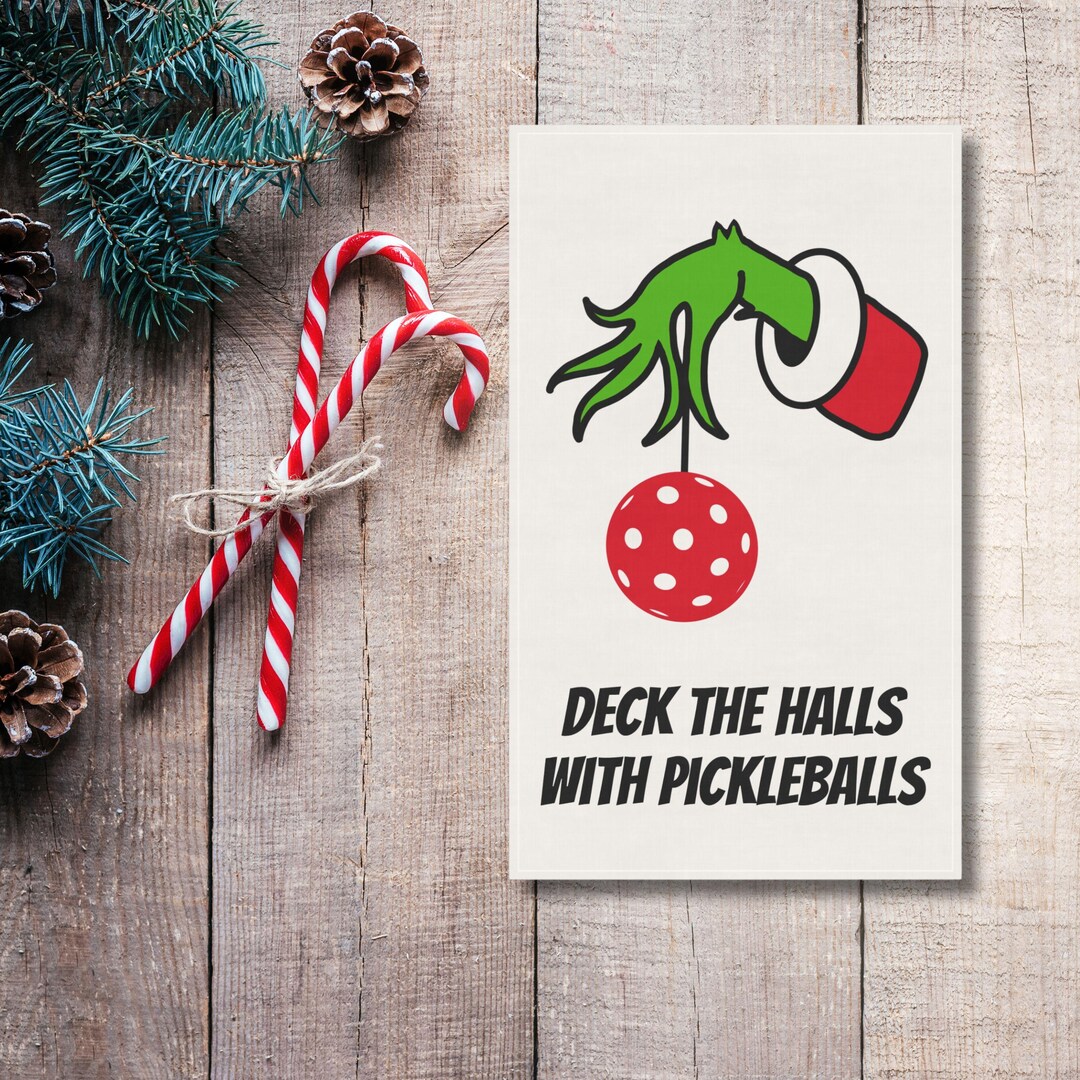 Christmas Tea Towel, Grinch Hand Pickleball Kitchen Towel Holiday Decor ...