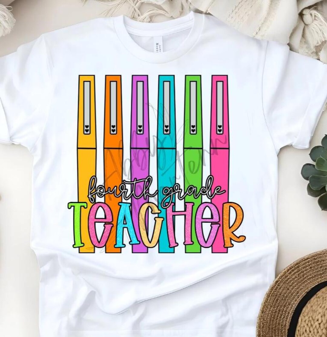 Fourth Grade Teacher PNG, Back to School Shirt Design (digital Download ...