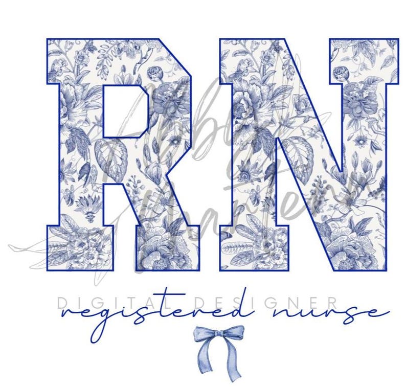 Floral RN Design Png, Registered Nurse (digital Image) - Etsy