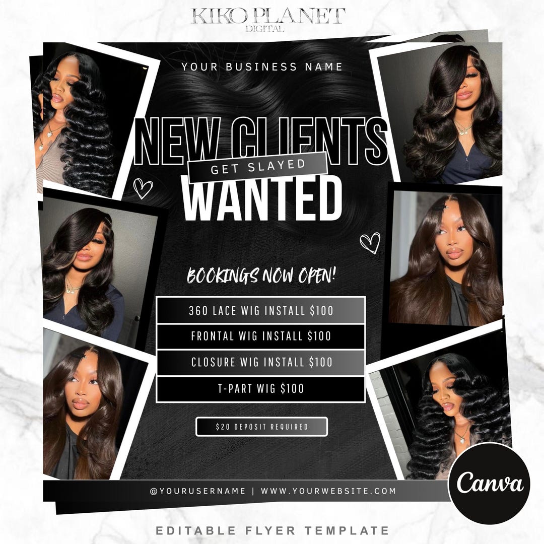 New Clients Flyer, New Clients Welcome, Canva Template, DIY Flyer, Hair ...