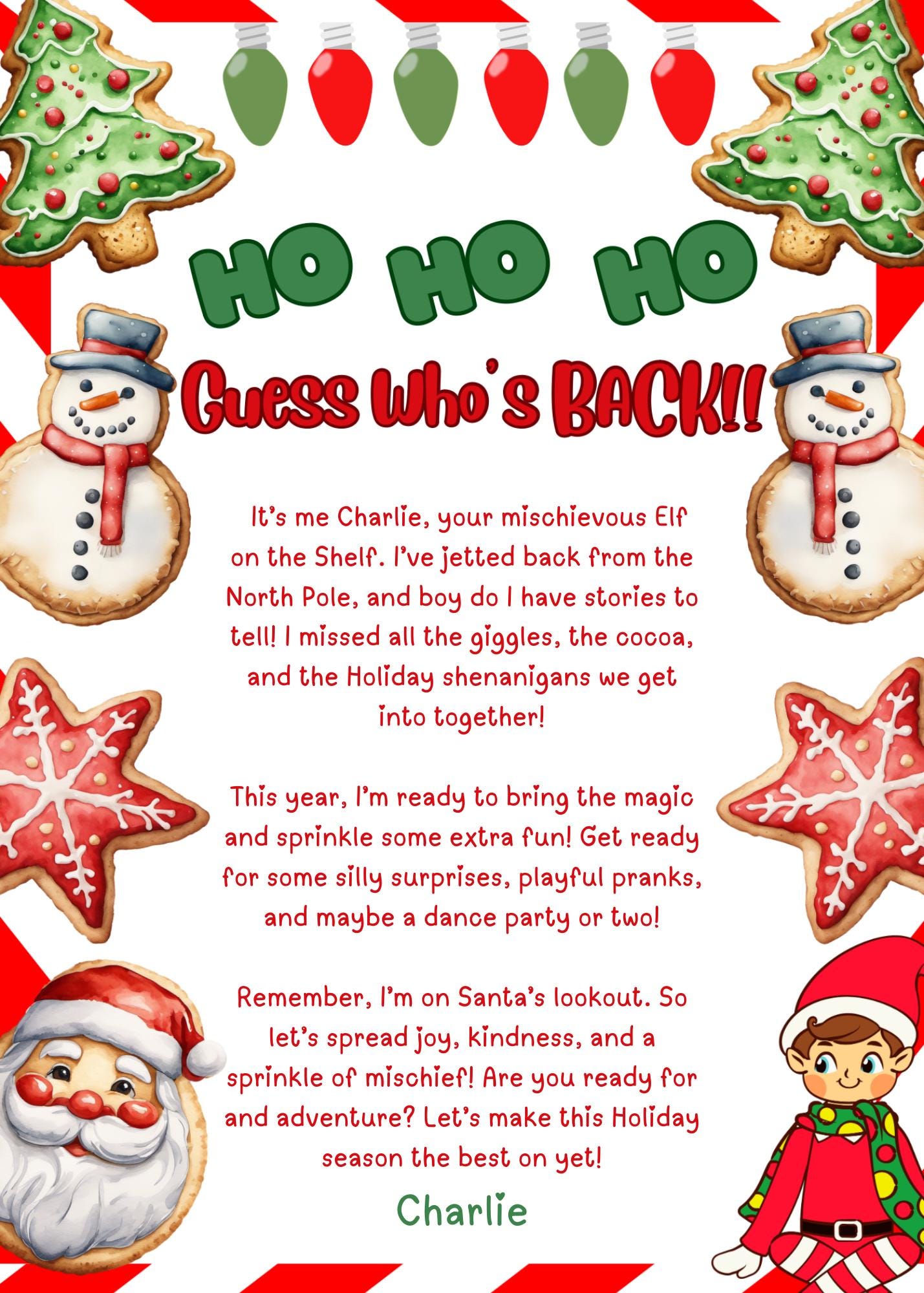 Elf on the Shelf Welcome Back Letter, Elf Arrival Letter, Elf Return ...