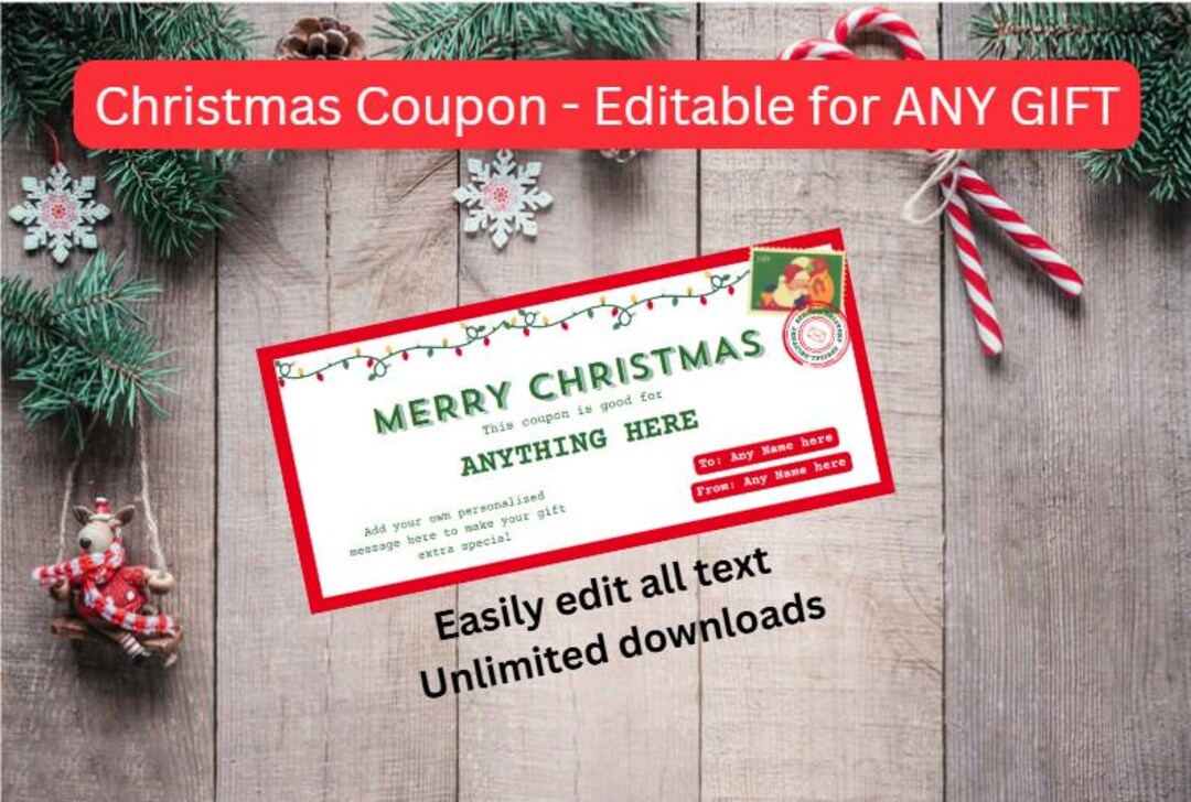Personalized Christmas Coupon Template, Stocking Stuffer Gift ...