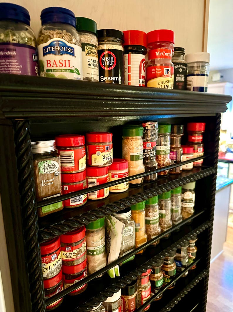 Large 5-tier Hanging Wooden Spice Rack Handmade Kitchen Storage ...