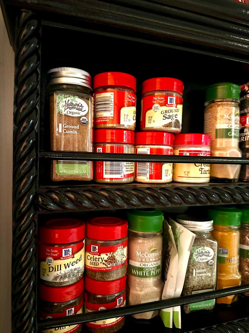 Large 5-tier Hanging Wooden Spice Rack Handmade Kitchen Storage ...