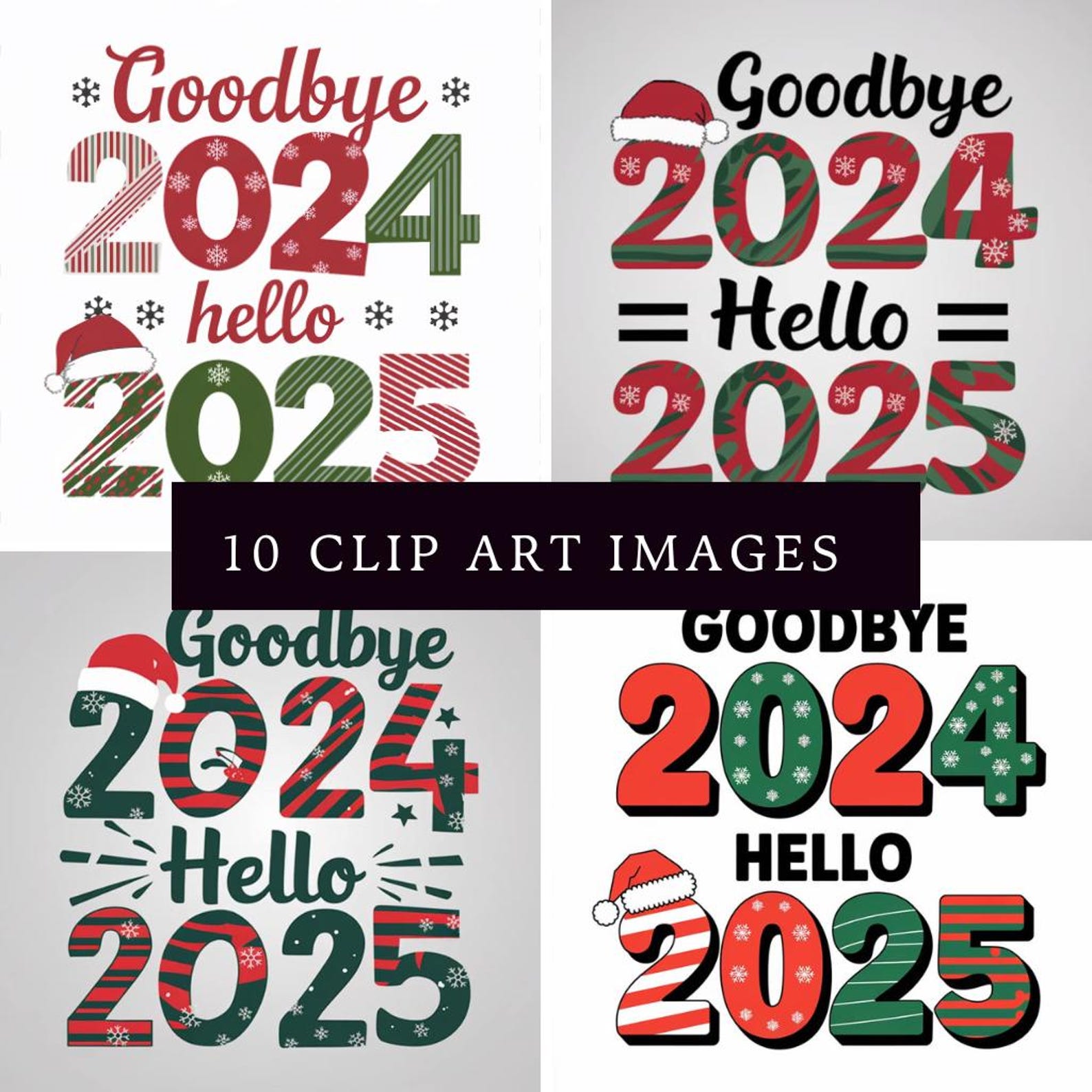 10 Goodbye 2024, Hello 2025 Clip Art Images - Instant Digital Download ...