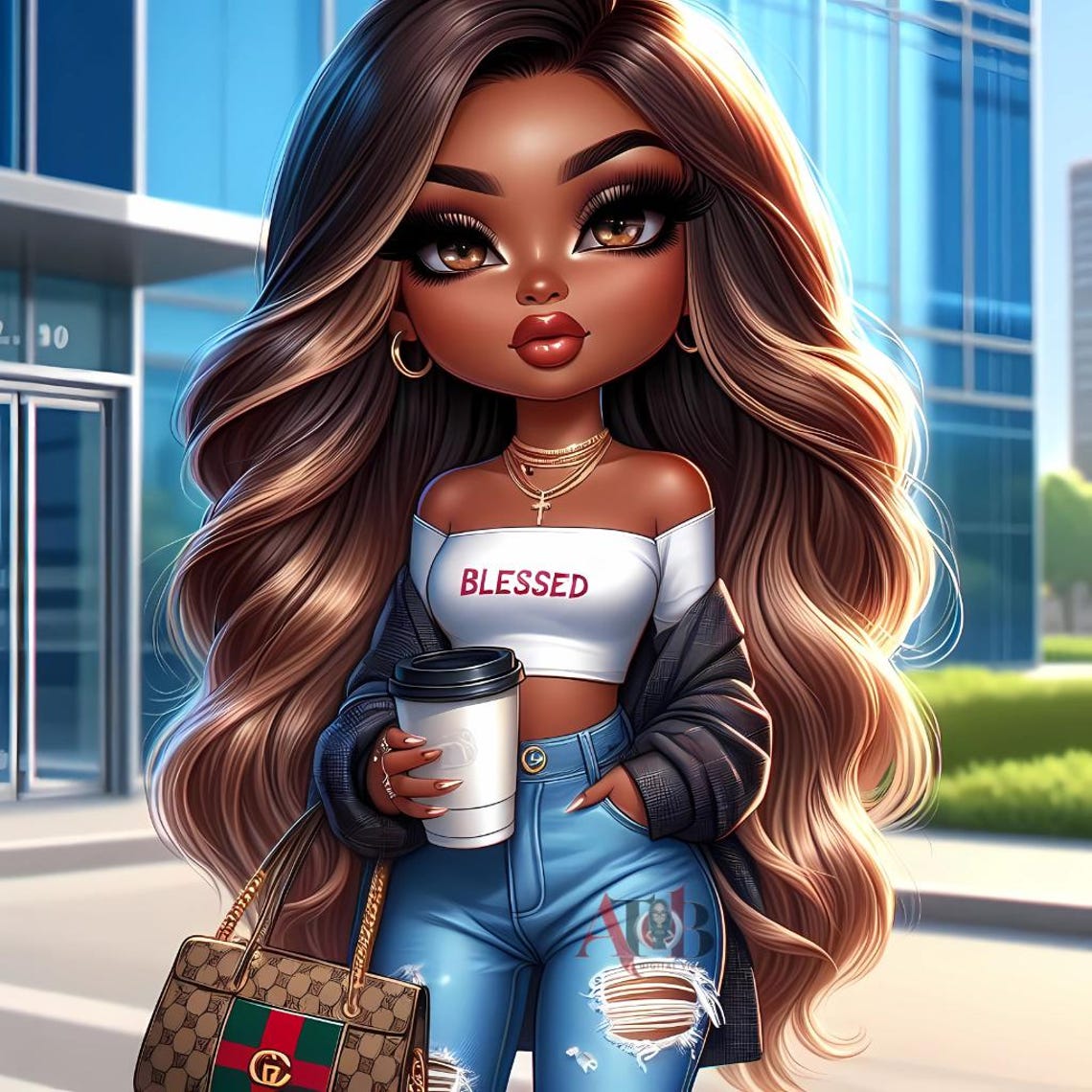 10 Blessed Woman PNG Chibi Style Blessed Sublimation Design PNG, Strong ...