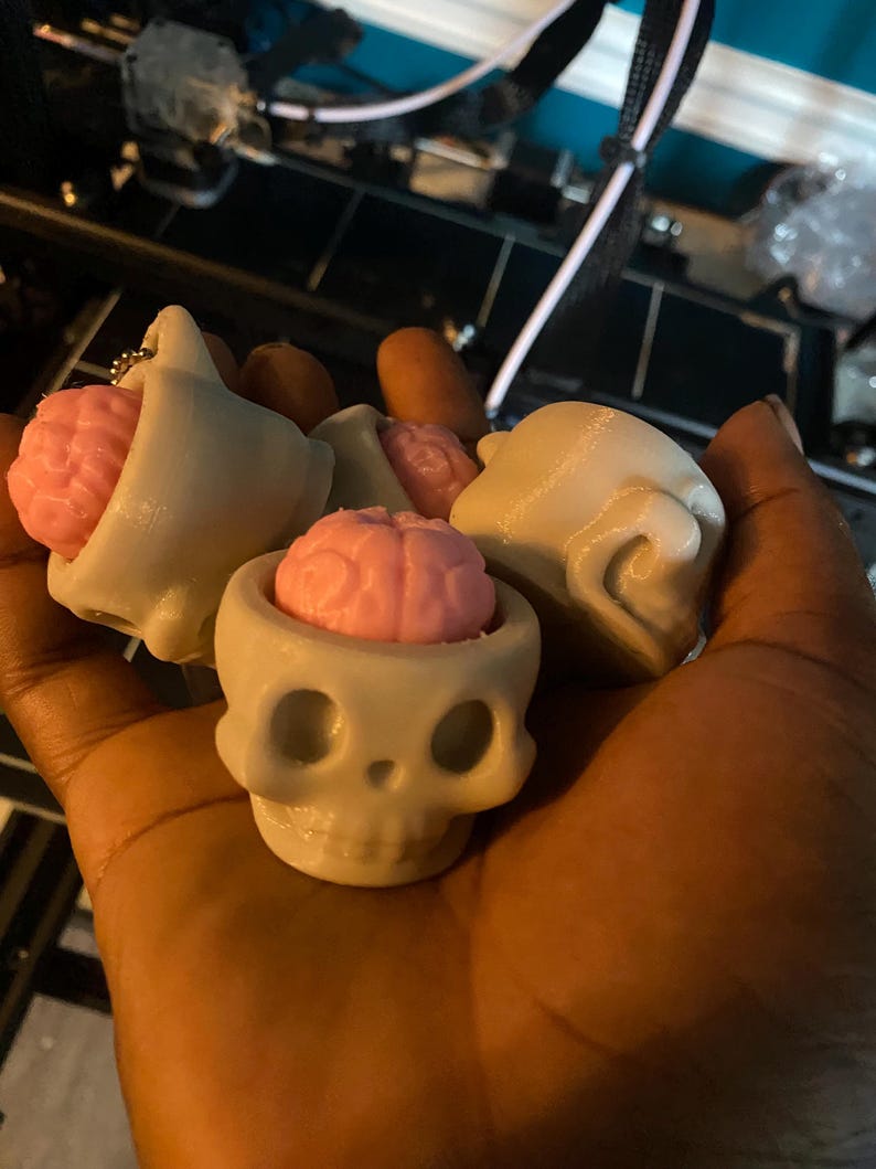 Skull Clicker Fidget Toy With Brain Cap 3D Printed Sensory Desk Toy for ...